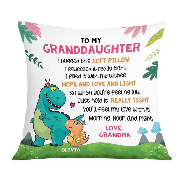 Personalized Dinosaur Grandson Granddaughter Pillow - Thegiftio